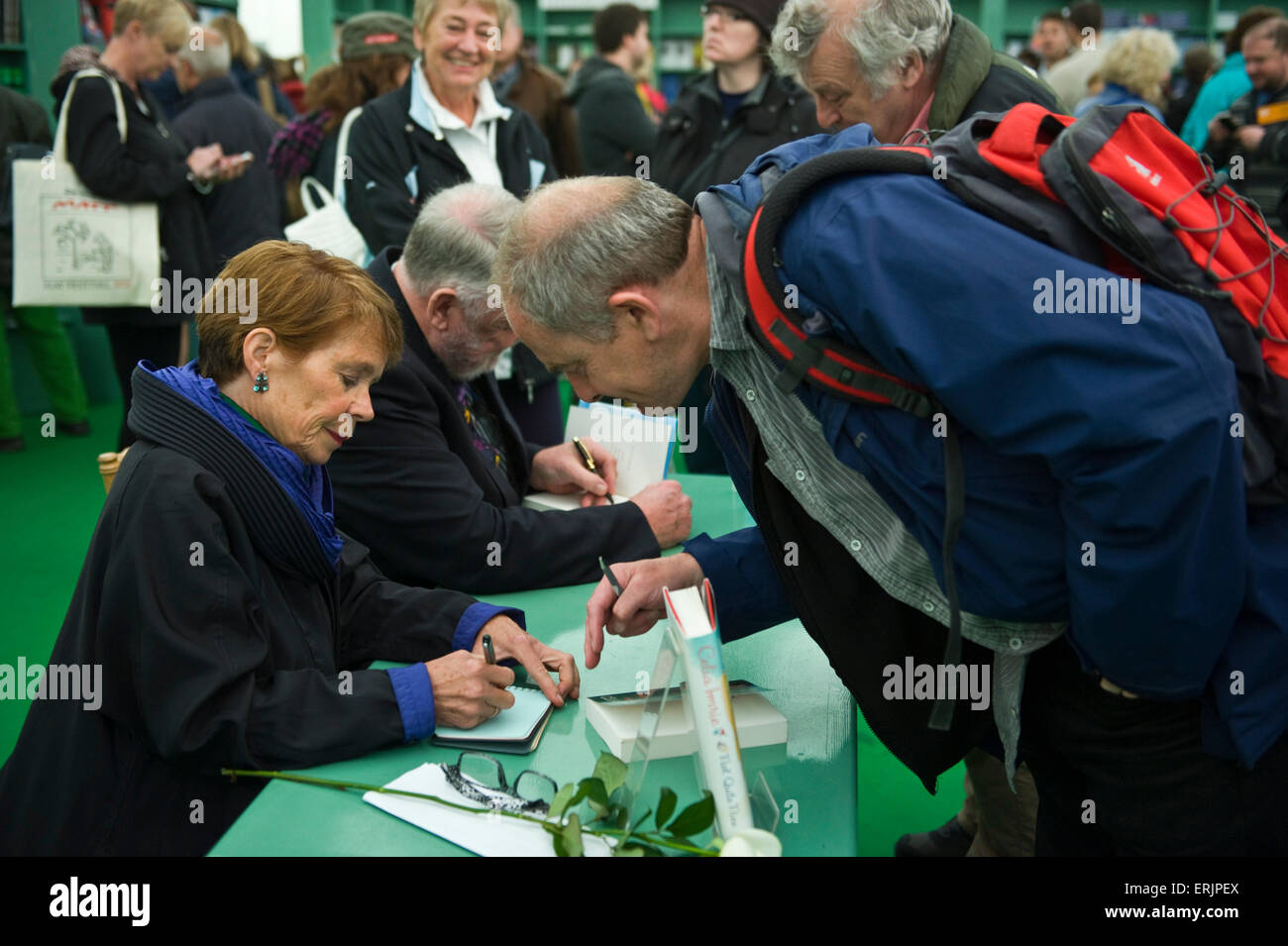 Celia Imrie & Terry Waite authors book signing amongst crowds of fans ...