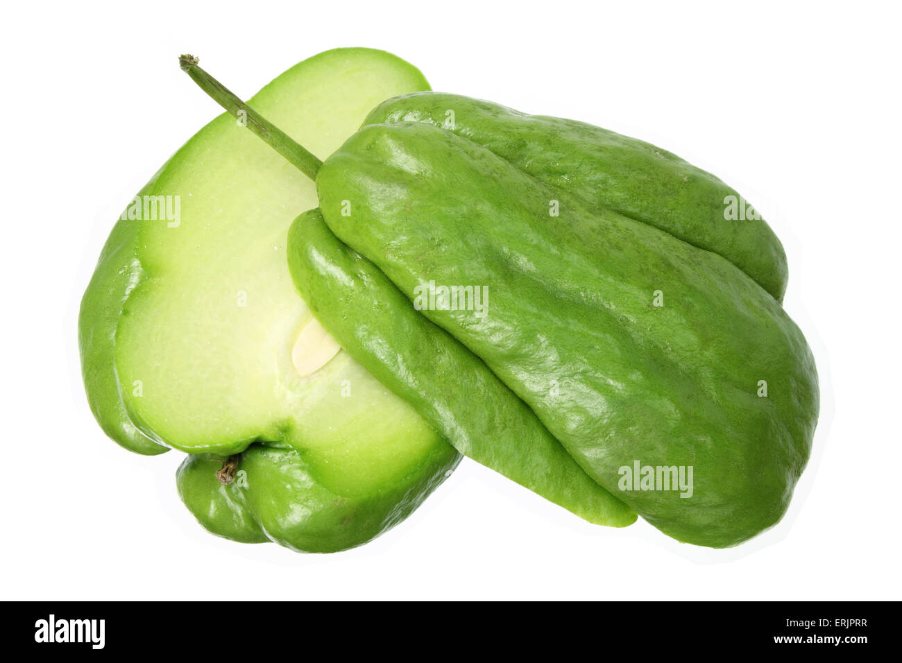 Chayote Cut in Two Halves Stock Photo - Alamy