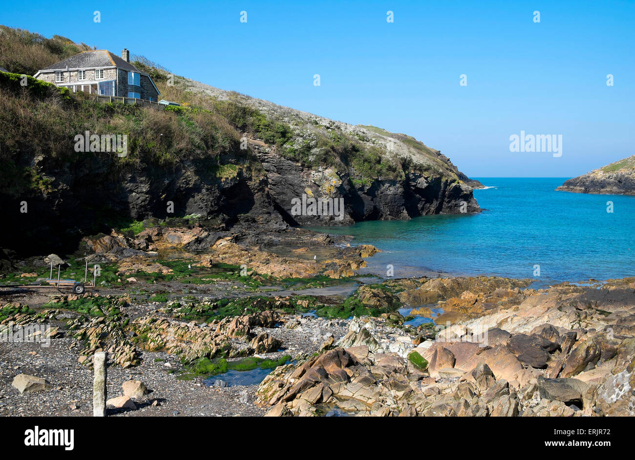 The small secluded cove at Port Quin on the north coast of Cornwall ...