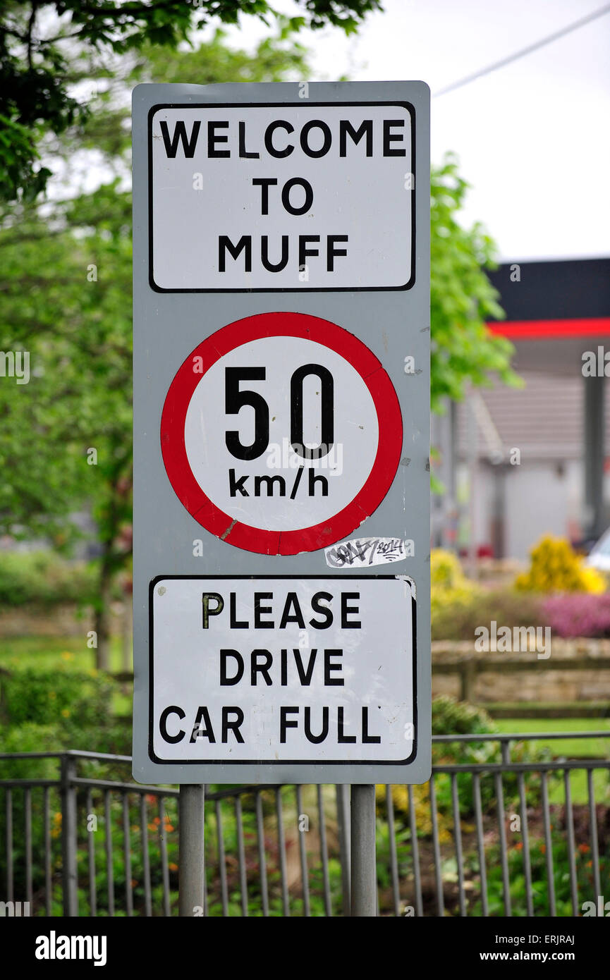 Road sign in Muff, County Donegal, Ireland Stock Photo - Alamy