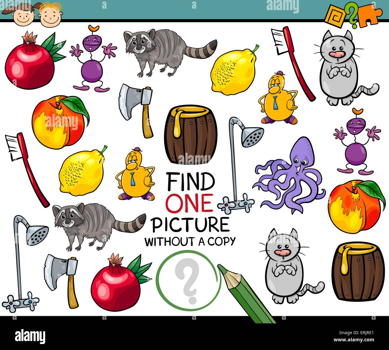 Cartoon Illustration of Finding Single Picture without a Pair ...