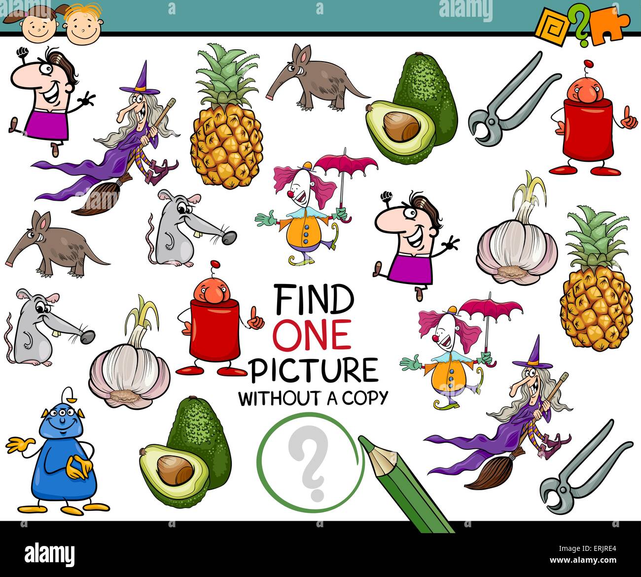 Cartoon Illustration of Finding Single Picture without a Pair ...