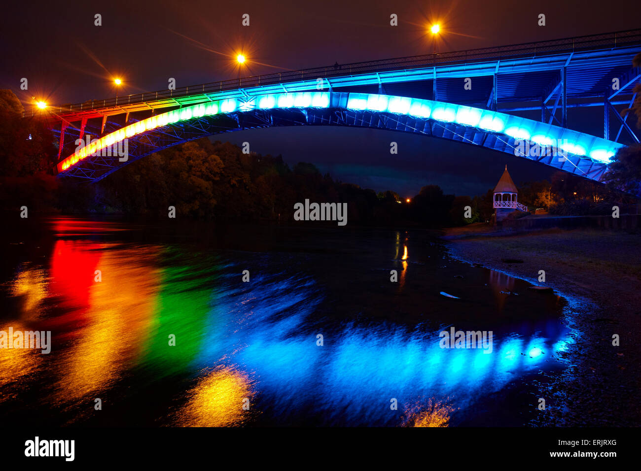 Historic Victoria Bridge (1910) at night, Waikato River, Hamilton ...