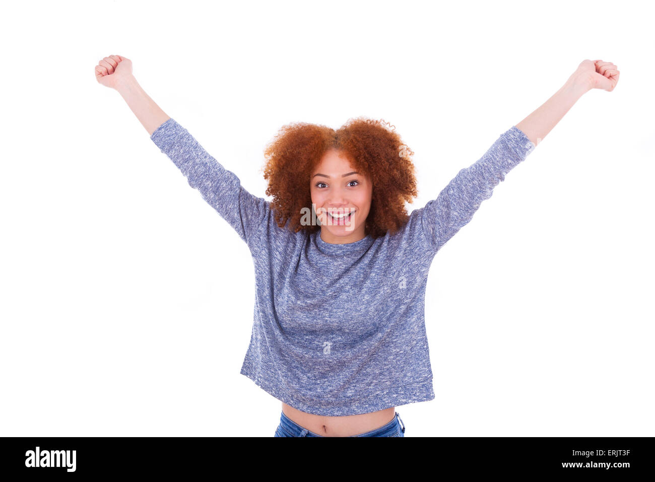 Surprised woman arms up isolated hi-res stock photography and images ...