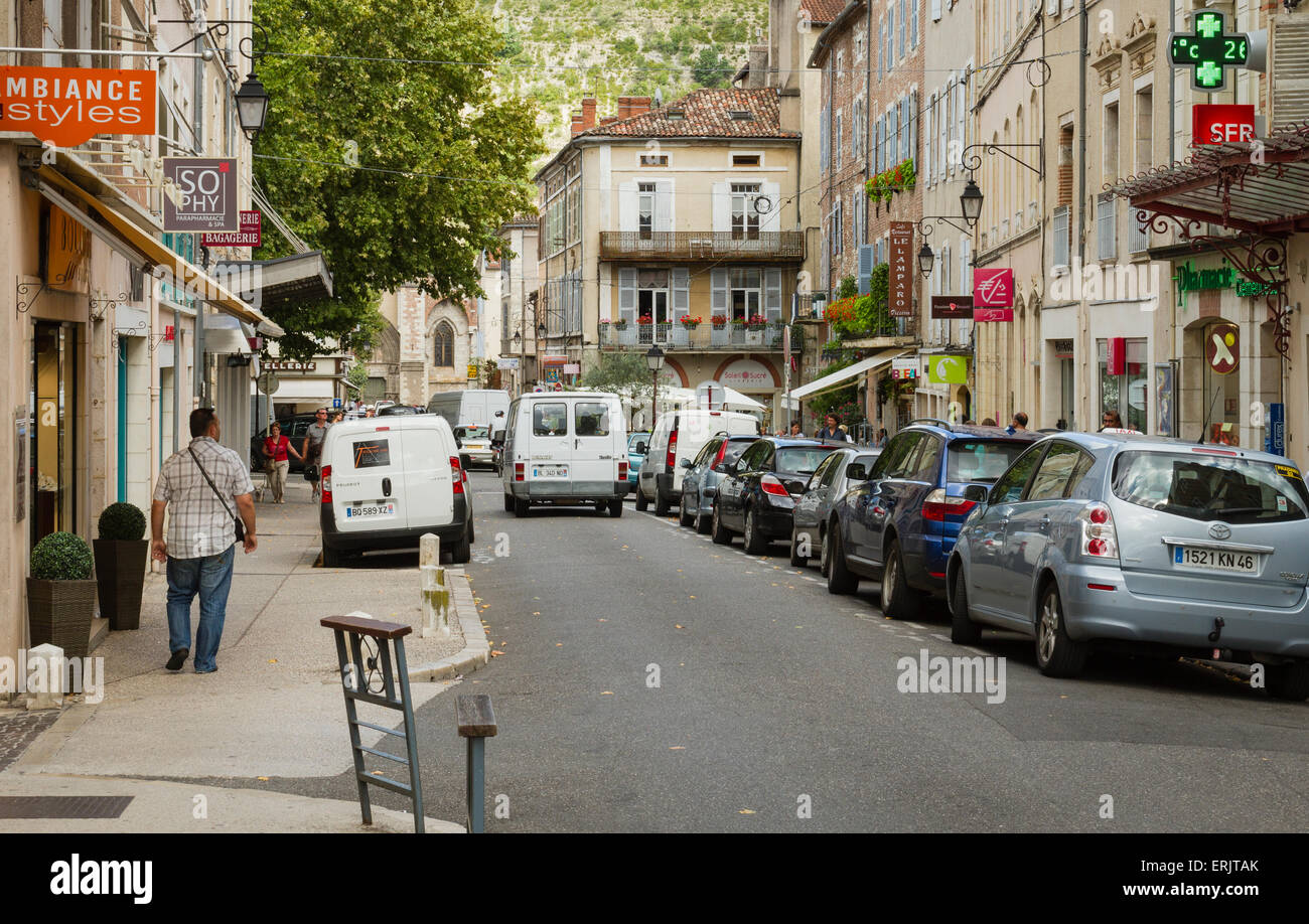 A typical street in southern France, Cahors, Lot, France Stock Photo ...