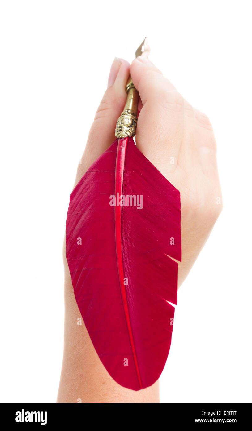 Hand holding quill hi-res stock photography and images - Alamy