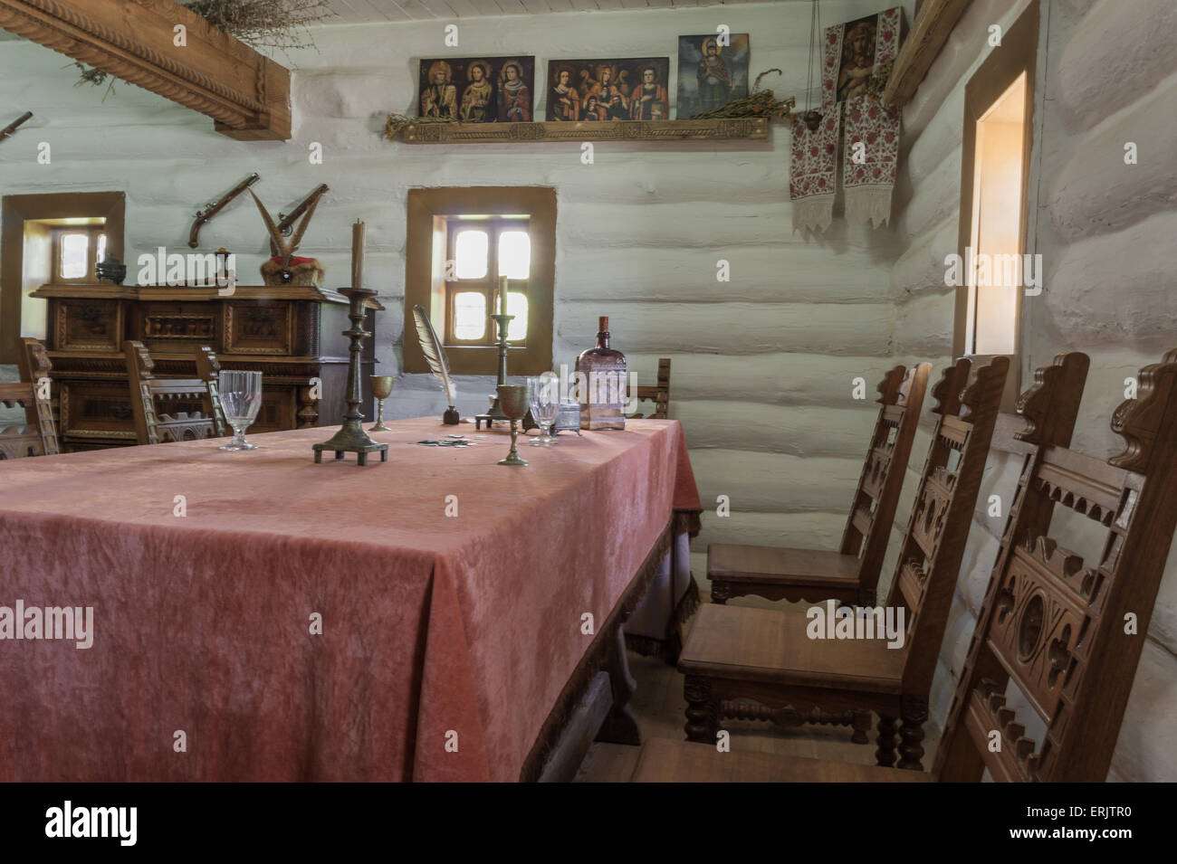 Ukrainian vintage interior in the style of farm Cossacks Stock Photo ...