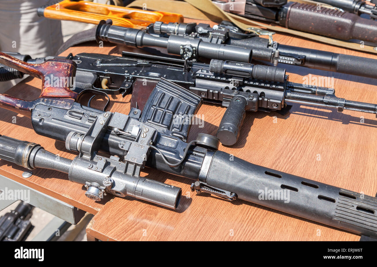 Russian weapons. Samples of Russian small arms Stock Photo - Alamy
