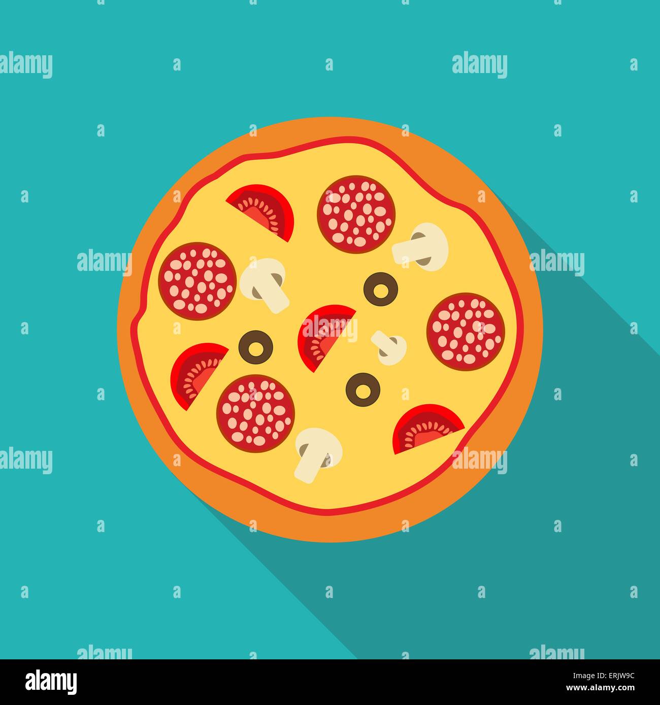 Pizza Flat Icon with Long Shadow, Vector Illustration Stock Vector ...