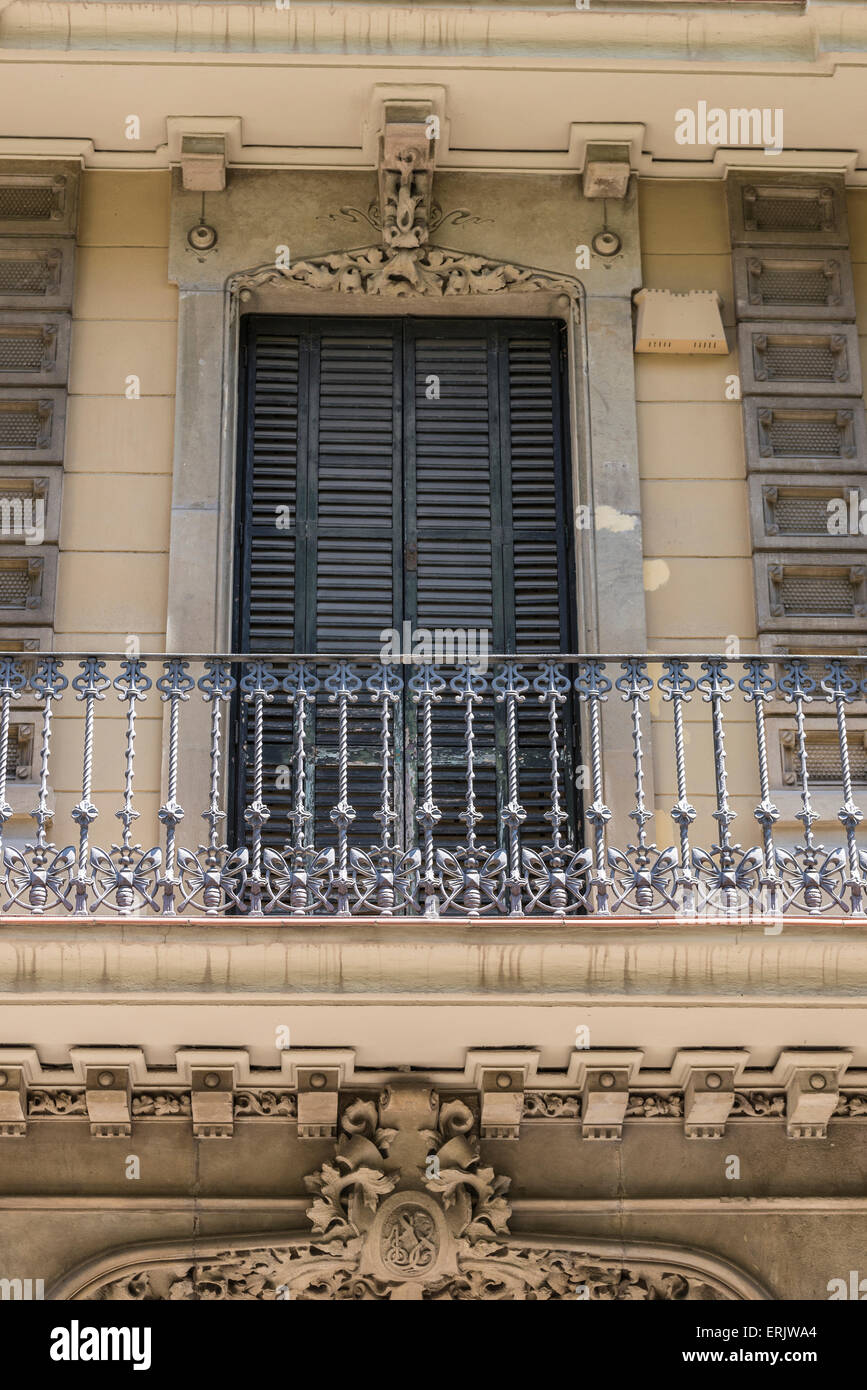 Balcony of a classical building in Barcelona, Catalonia, Spain Stock ...