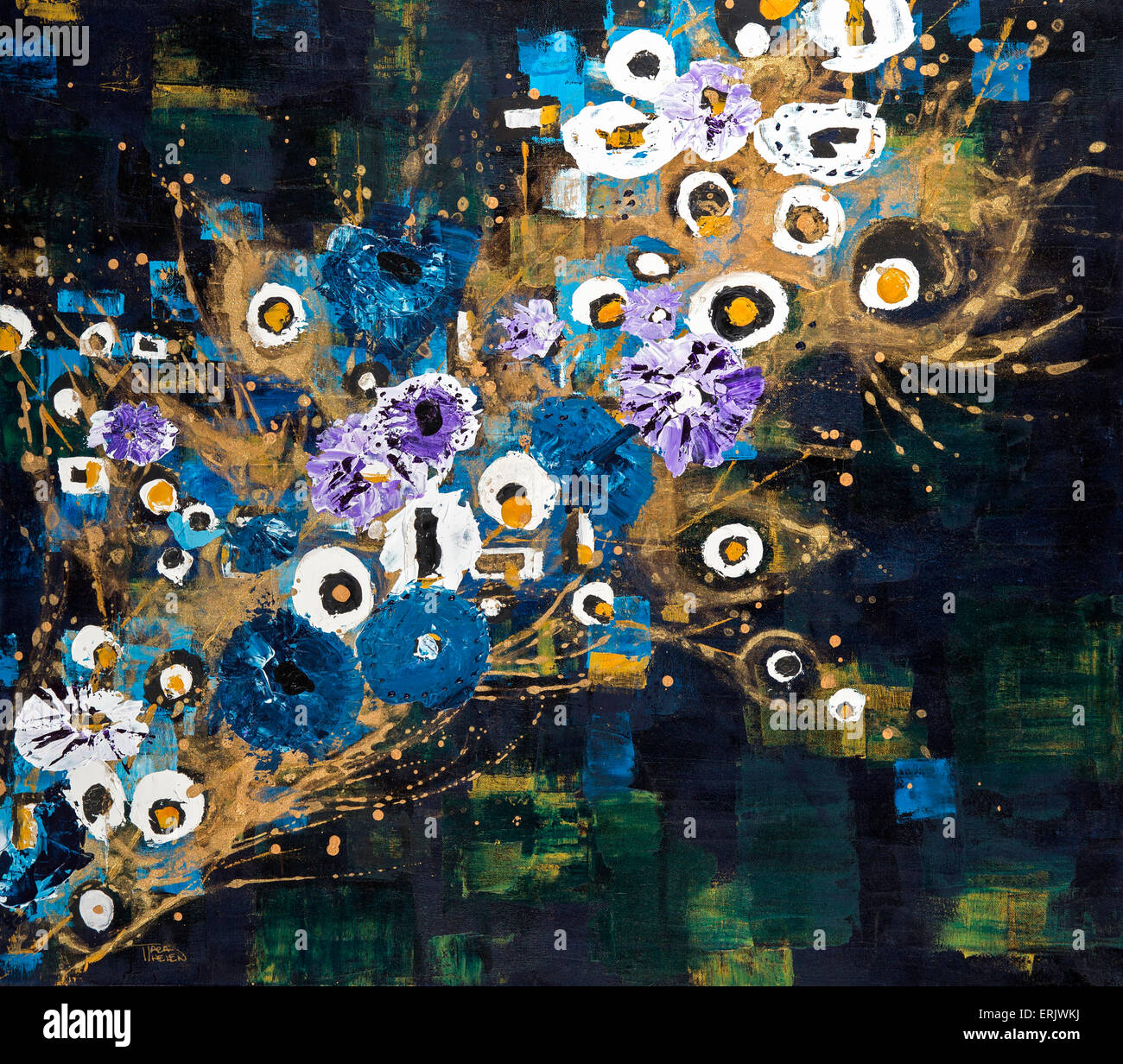 Purple and gold abstract art painting hi-res stock photography and ...