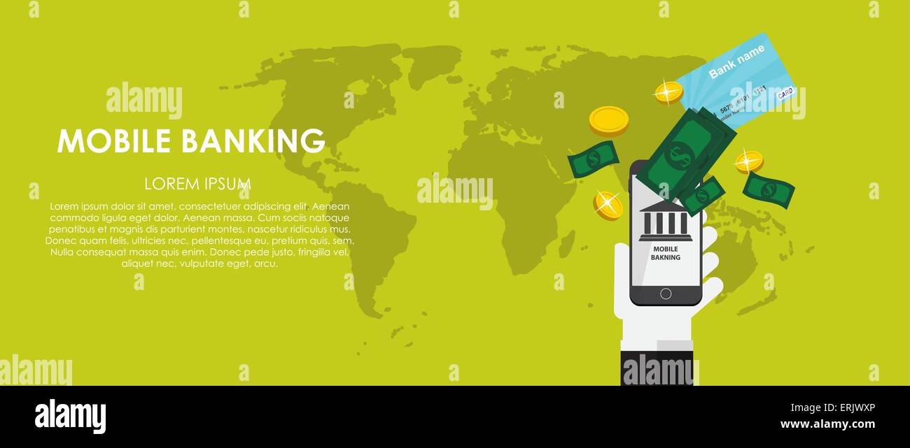 Mobile Banking Vector illustration. Flat computing background Stock ...