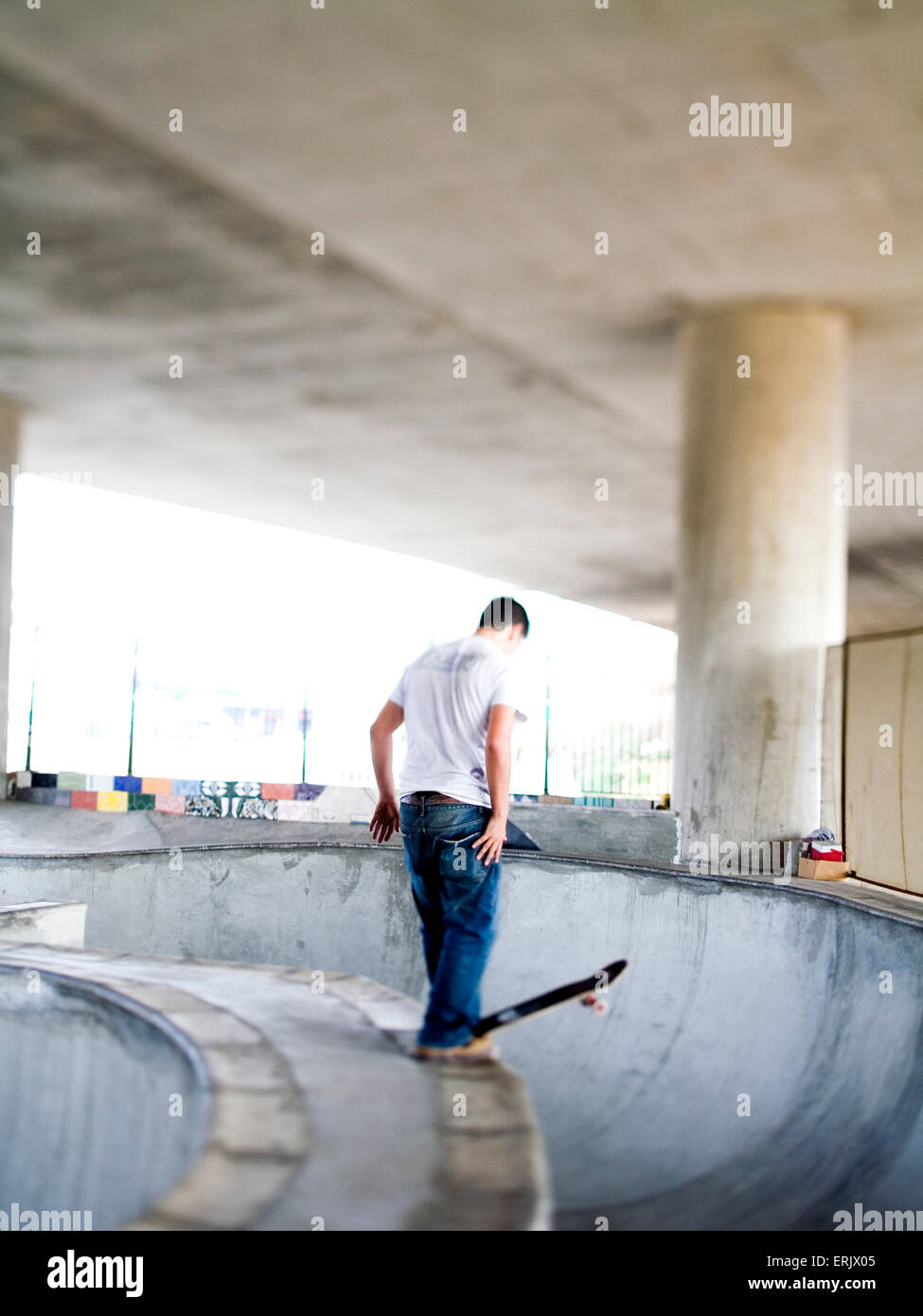 Skateboarding session in an urban skatepark Stock Photo - Alamy