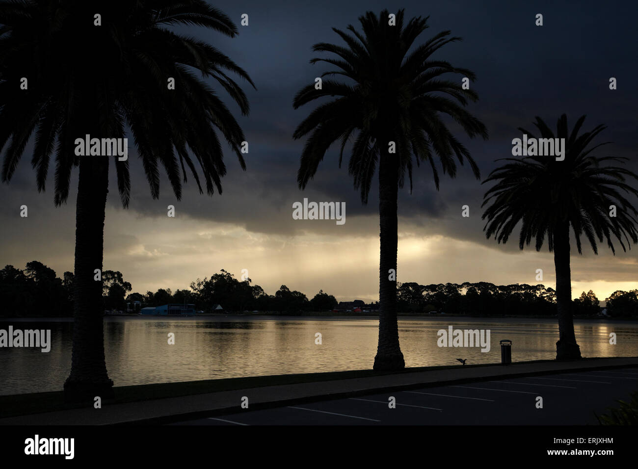 Approaching storm over Lake Rotoroa, Hamilton, Waikato, North Island ...