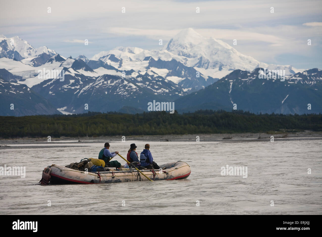 Raft floating down a river in Alaska, United States Stock Photo - Alamy