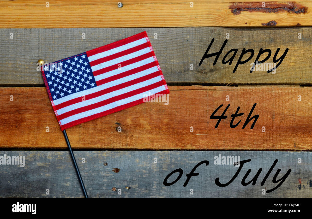 Happy 4th of July, Independence Day. American Flag displayed on pallet ...