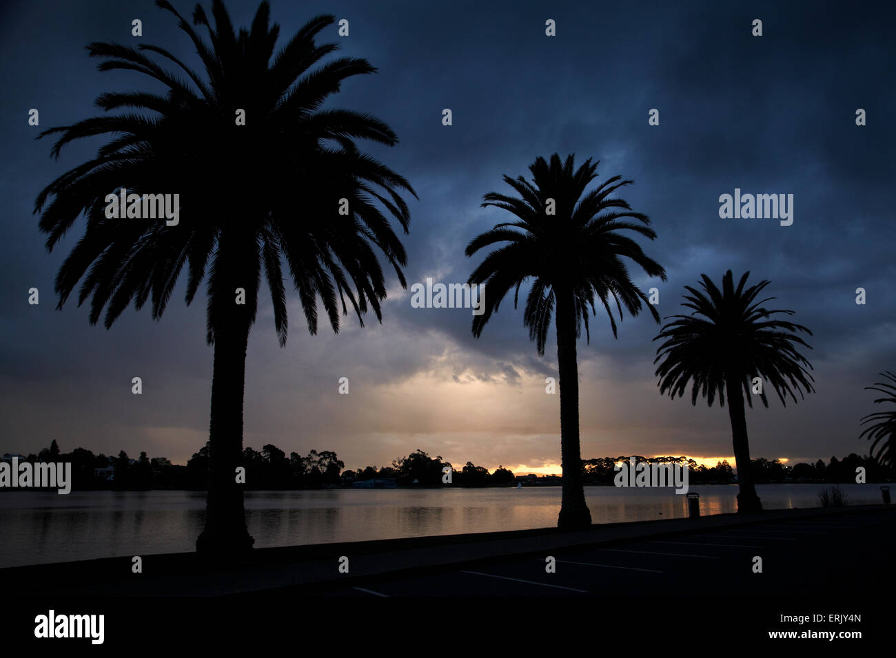 Approaching storm over Lake Rotoroa, Hamilton, Waikato, North Island ...
