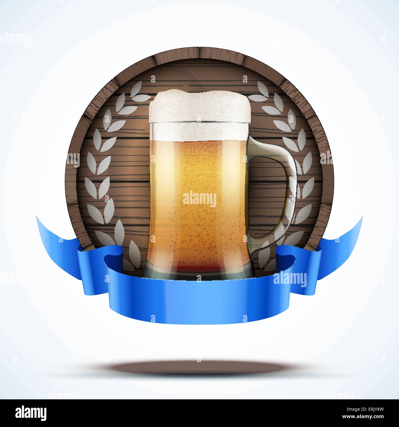 Label Beer barrel keg with beer glass and ribbon Stock Vector Image ...