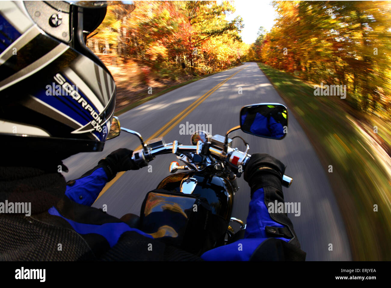 Motorcycle rider and fall color hi-res stock photography and images - Alamy