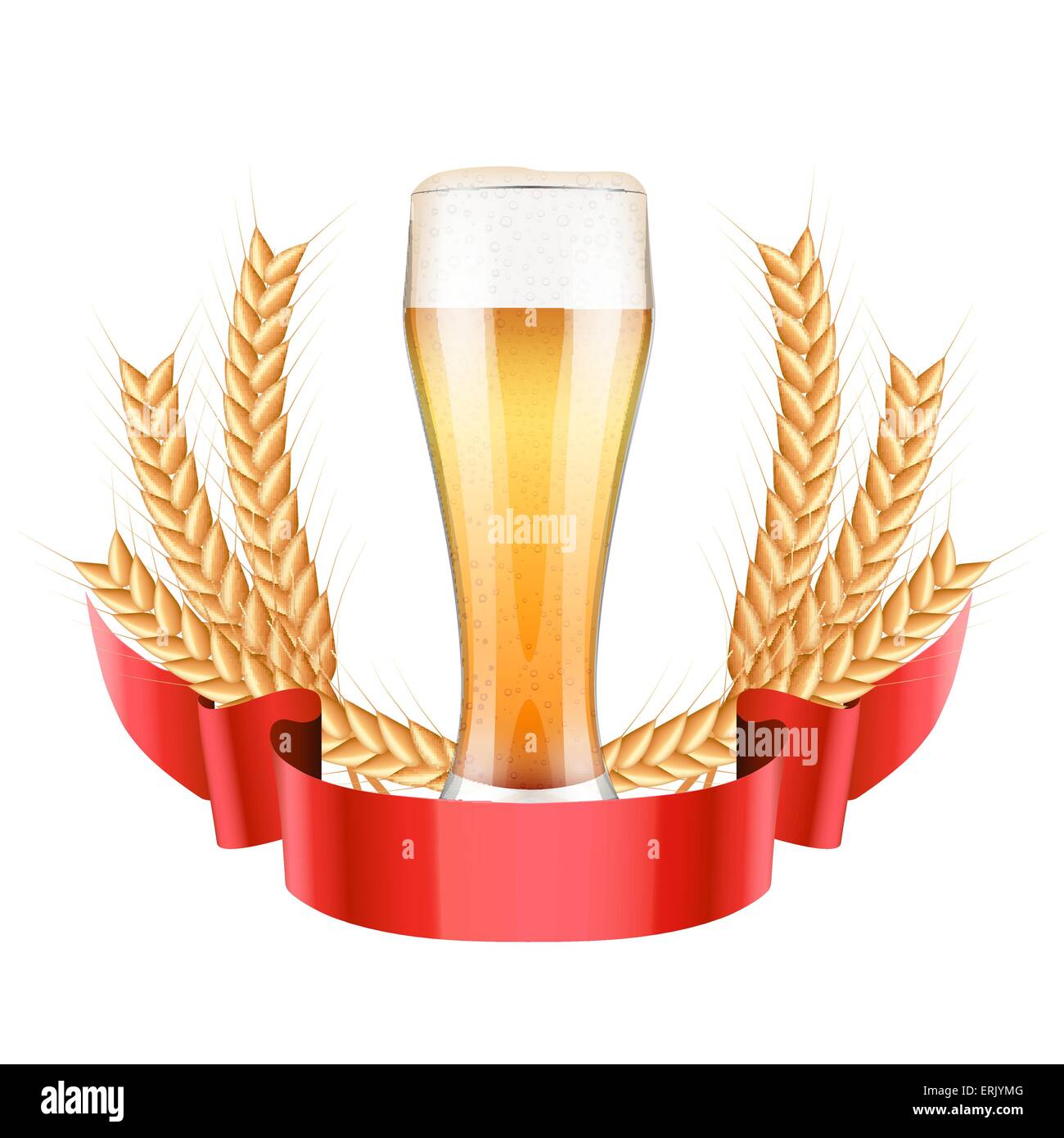 Brewery Label with light beer glass and malt Stock Vector Image & Art ...