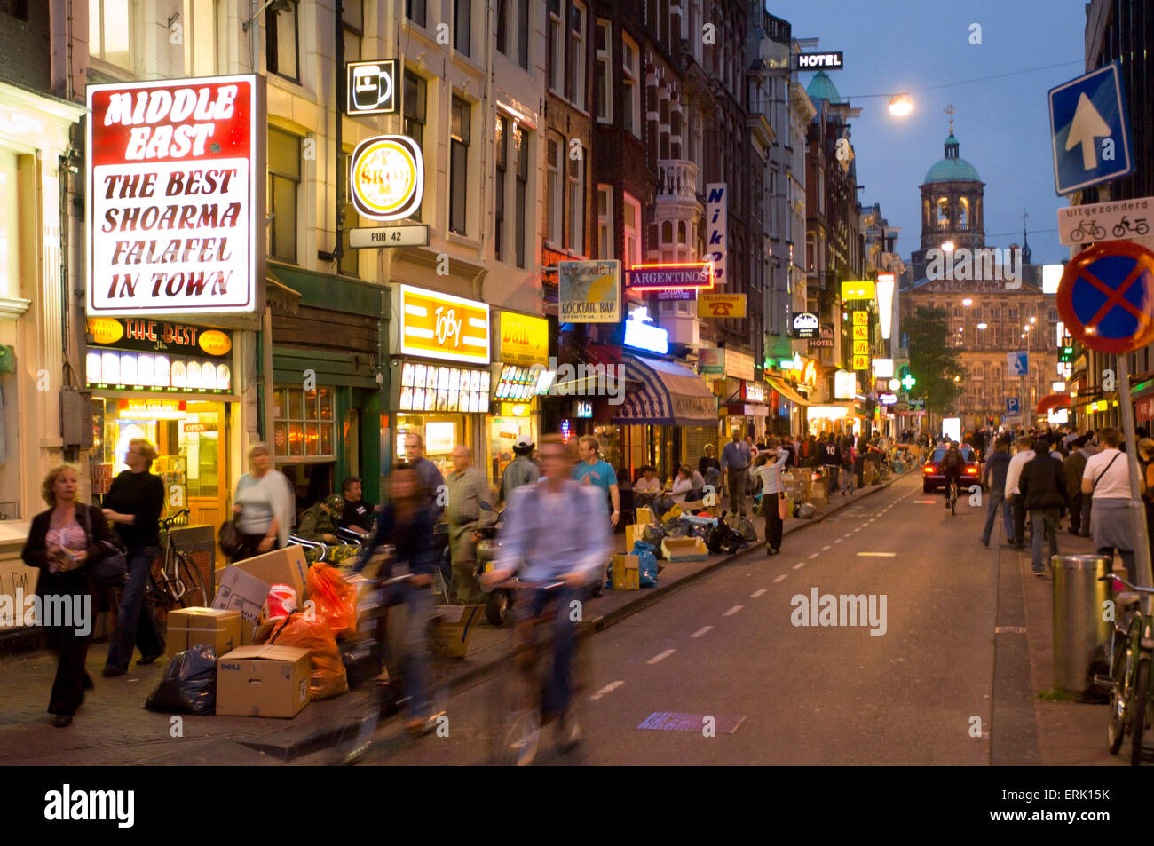 A typical street on a Summer evening in the center of Amsterdam, The ...