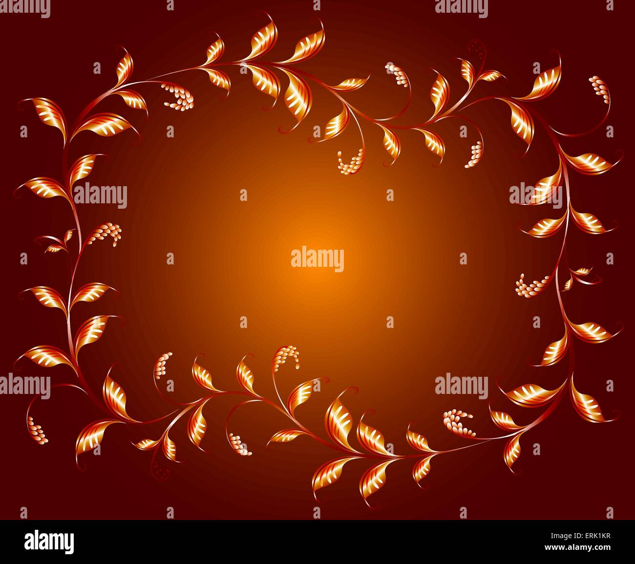 Frame of golden branches with leaves. EPS10 vector illustration Stock ...