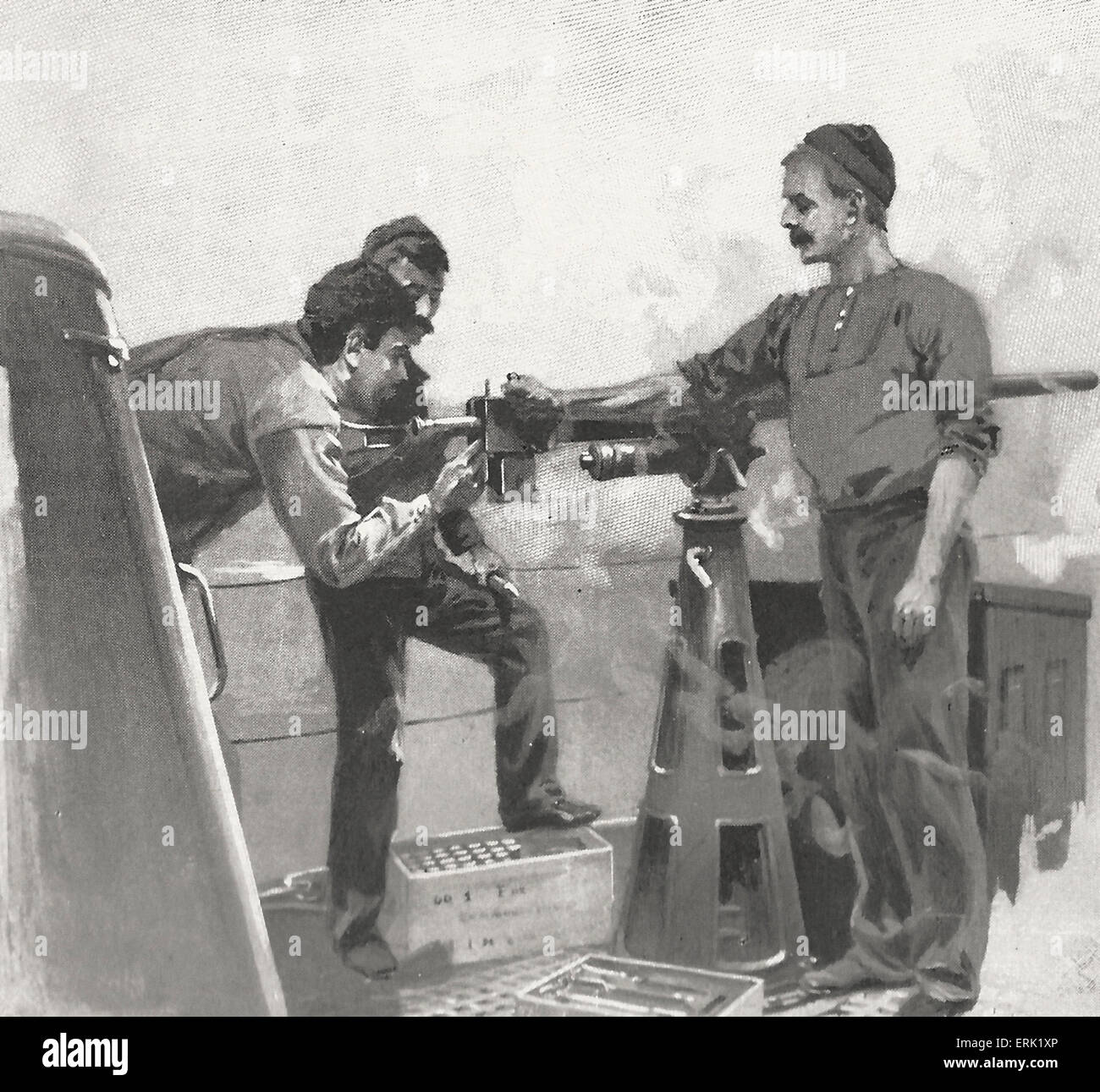 Serving a 1 Pounder Rapid Firing Gun on the USS Porter, circa 1898 ...