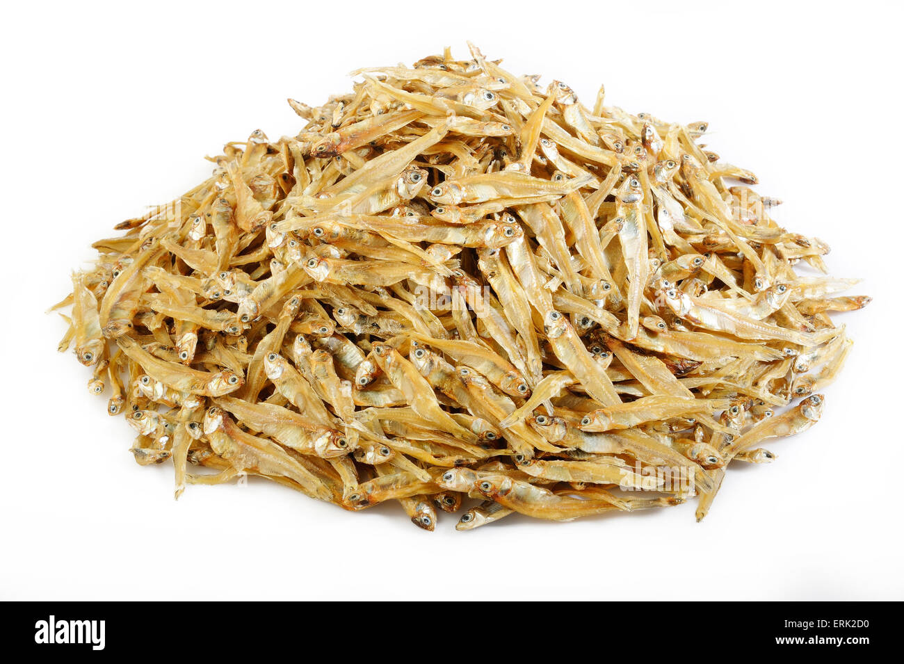 Small dried fish on white background Stock Photo - Alamy