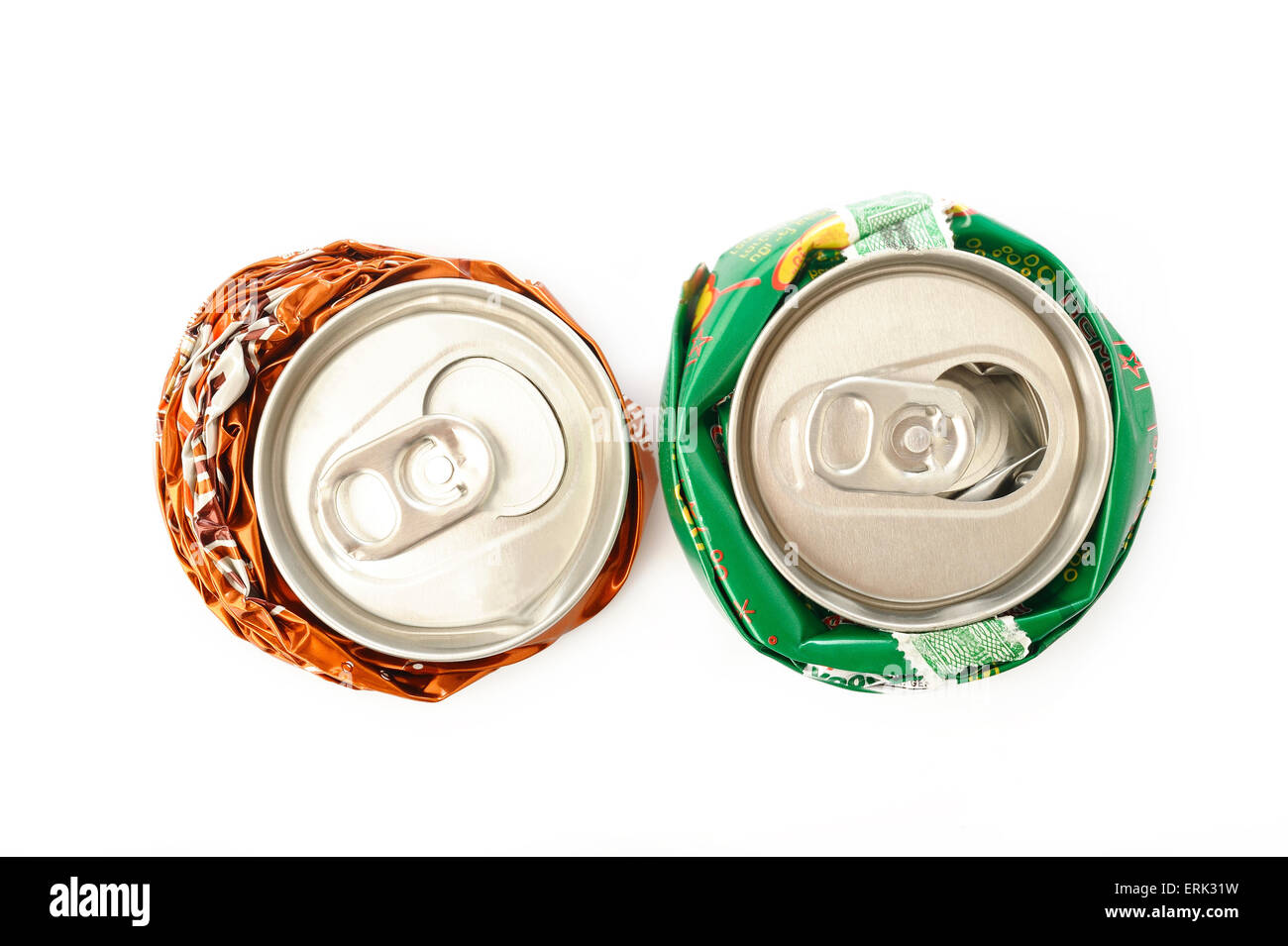 recycle aluminum cans on white background Stock Photo - Alamy