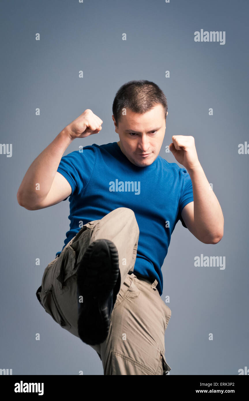 This is a photograph of a young man standing in a boxing position Stock ...