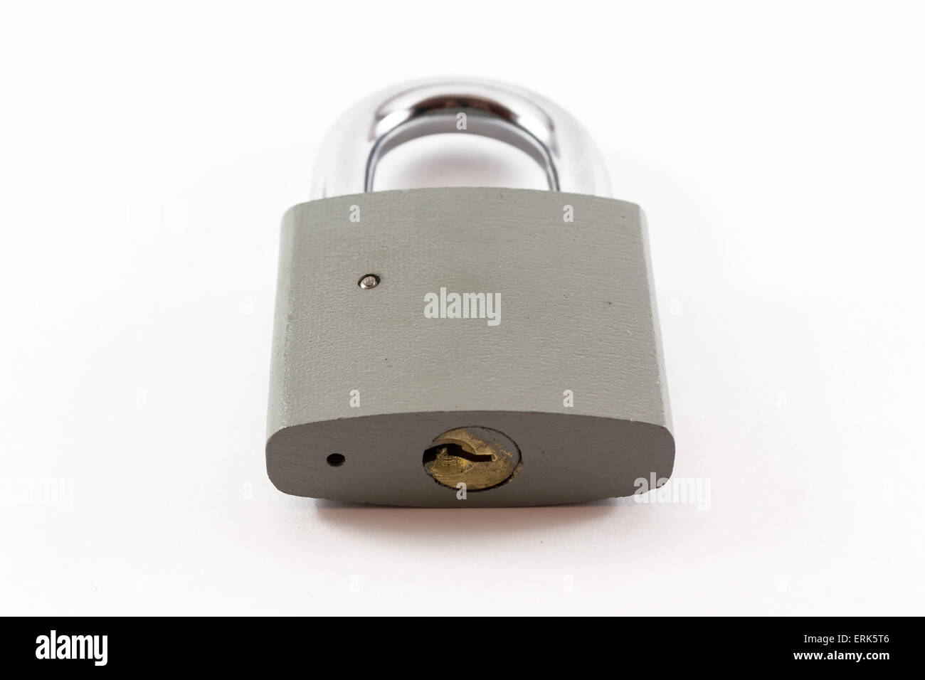 Solitary grey metal padlock on a white isolated background Stock Photo ...
