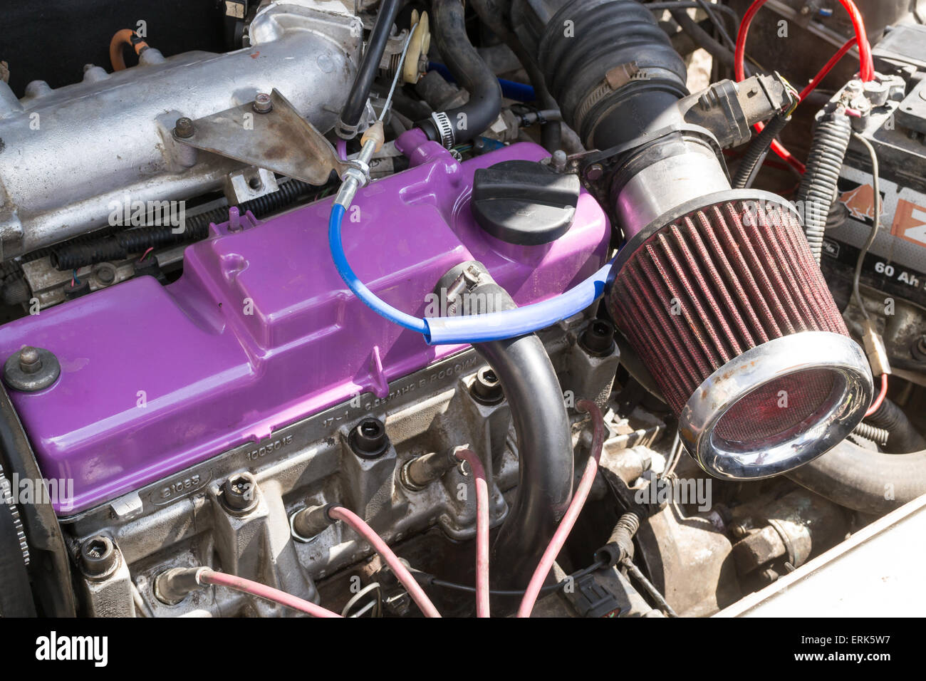 Internal engine of a customized urban hot rod style car Stock Photo - Alamy