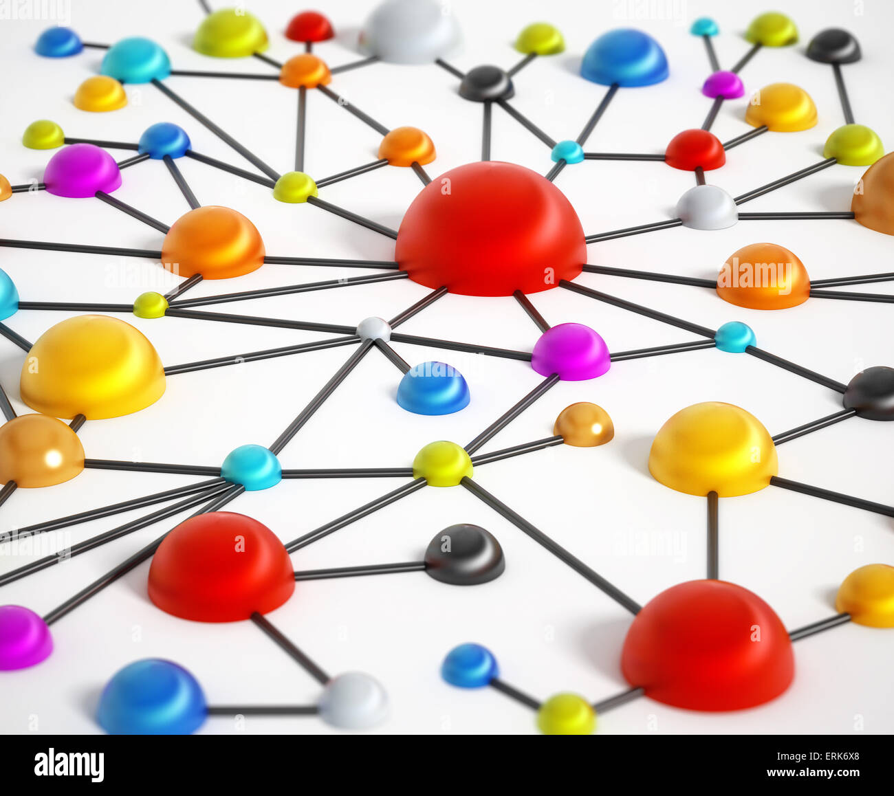Network with colorful connected dots Stock Photo - Alamy