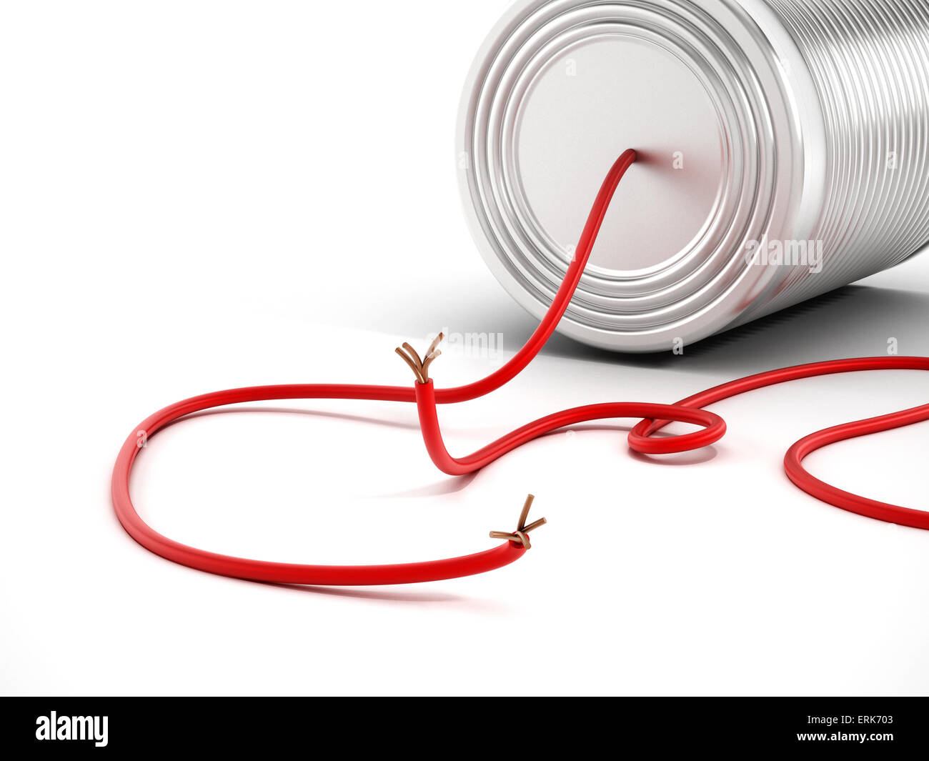 Communication breakdown with tin can having a disconnected cable Stock ...