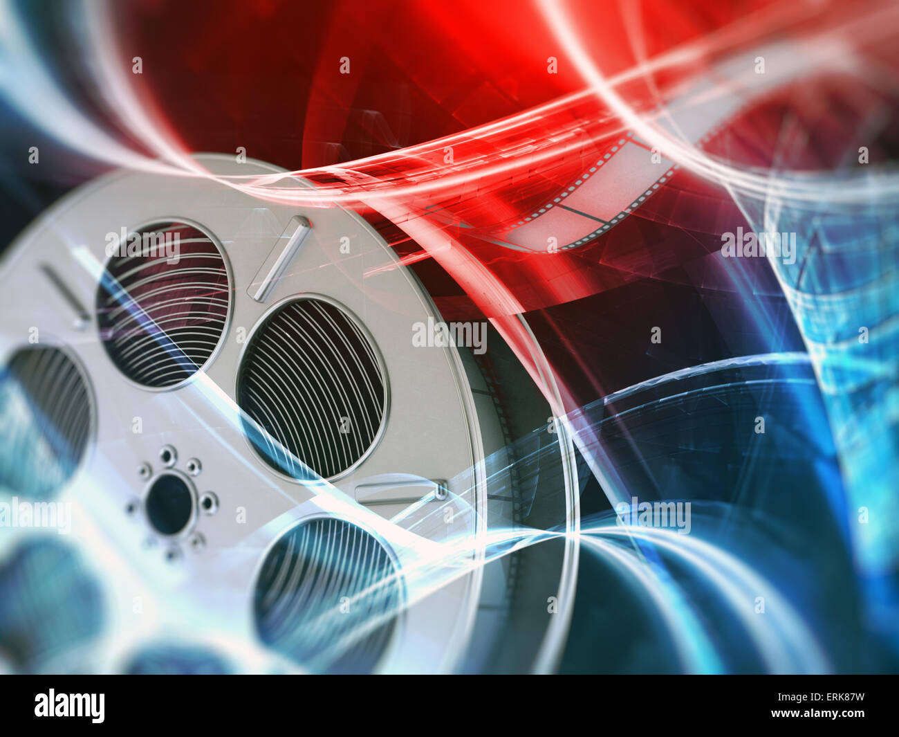 Film reel background in blue color tones Stock Photo - Alamy