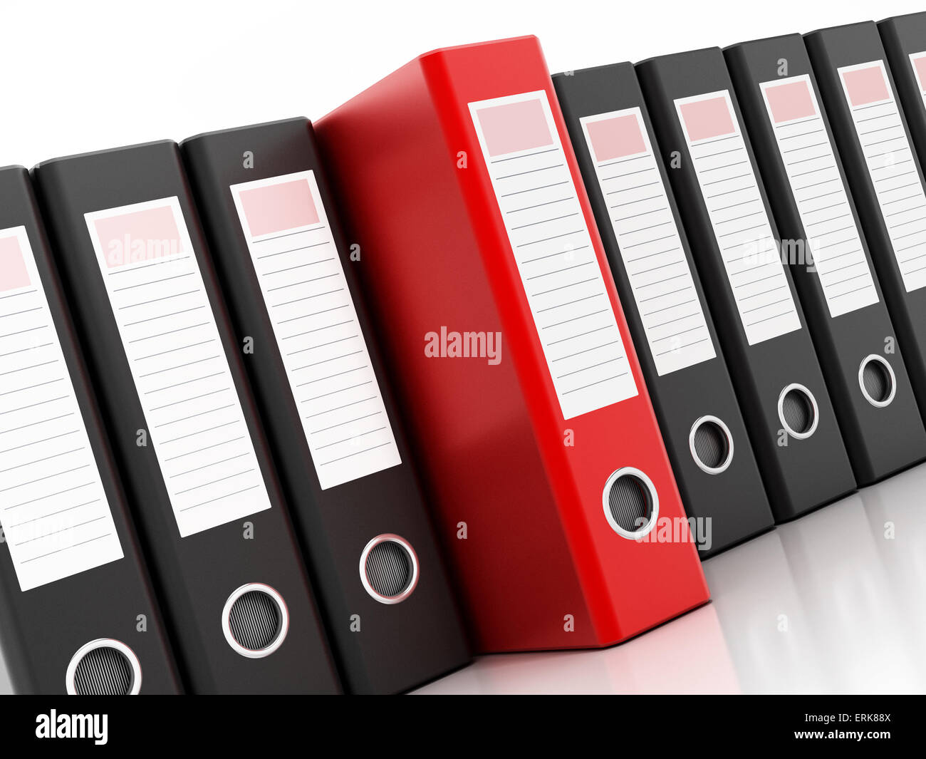 Important red folder standing out from the others Stock Photo - Alamy