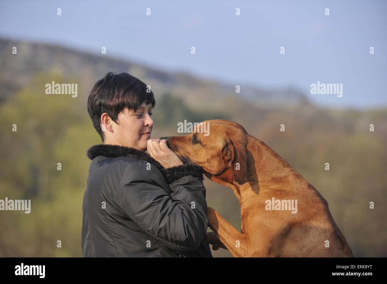 woman with Rhodesian Ridgeback Stock Photo - Alamy
