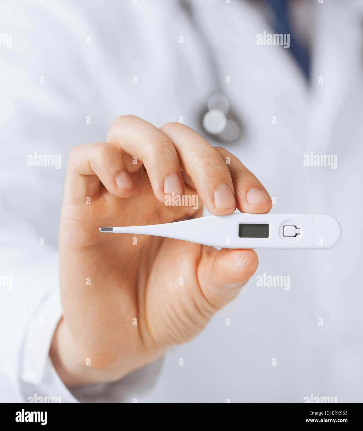 male doctor with thermometer Stock Photo - Alamy