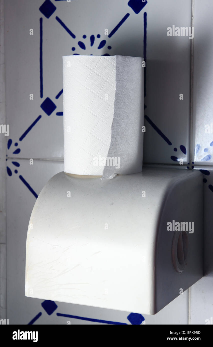 white toilet paper roll in a toilet Stock Photo - Alamy