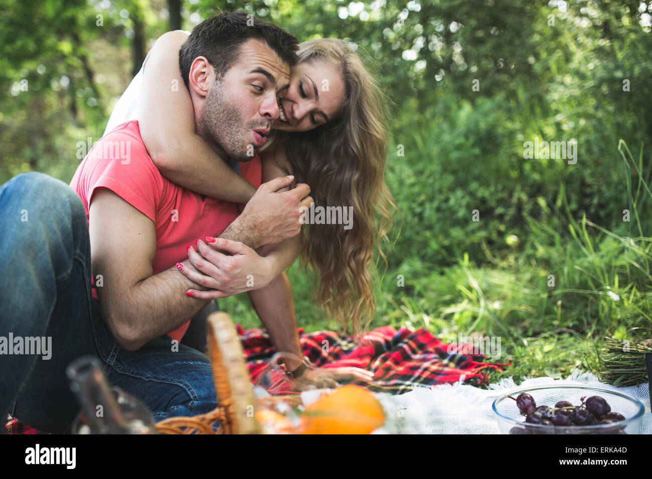 Couple on a picnik Stock Photo - Alamy