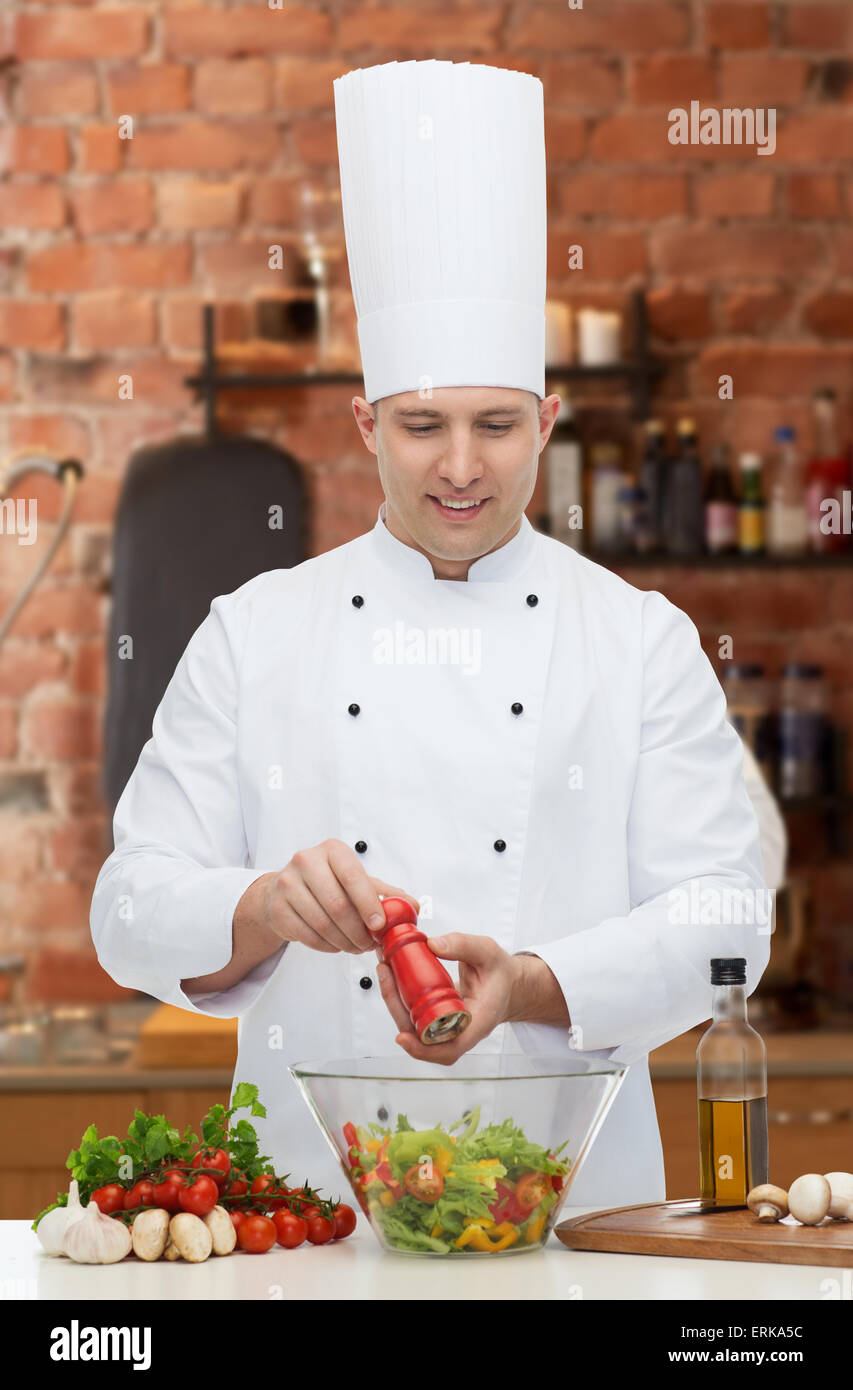 happy male chef cook cooking food Stock Photo - Alamy