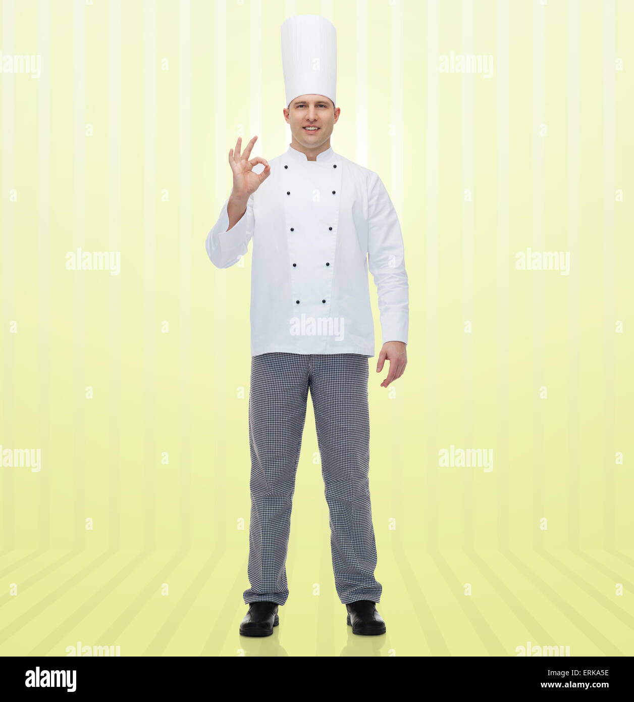 happy male chef cook showing ok sign Stock Photo - Alamy