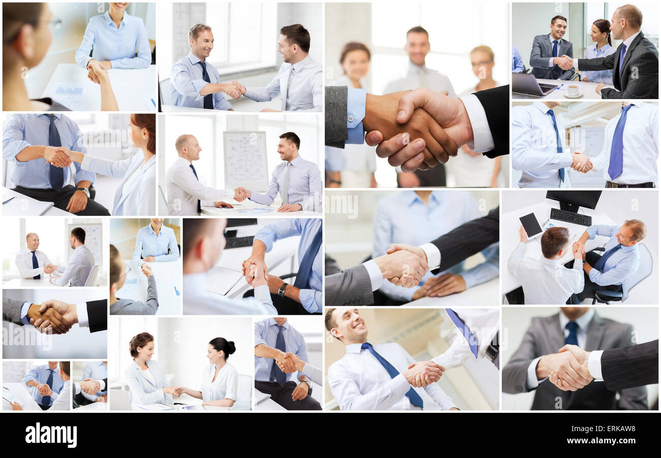 collage with business handshake Stock Photo - Alamy