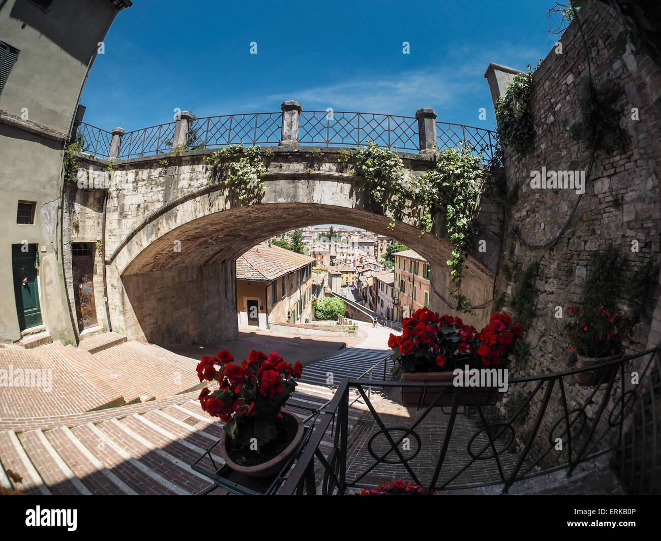 Perugia - panoramic view of the ancient aqueduct, taken with a fisheye ...