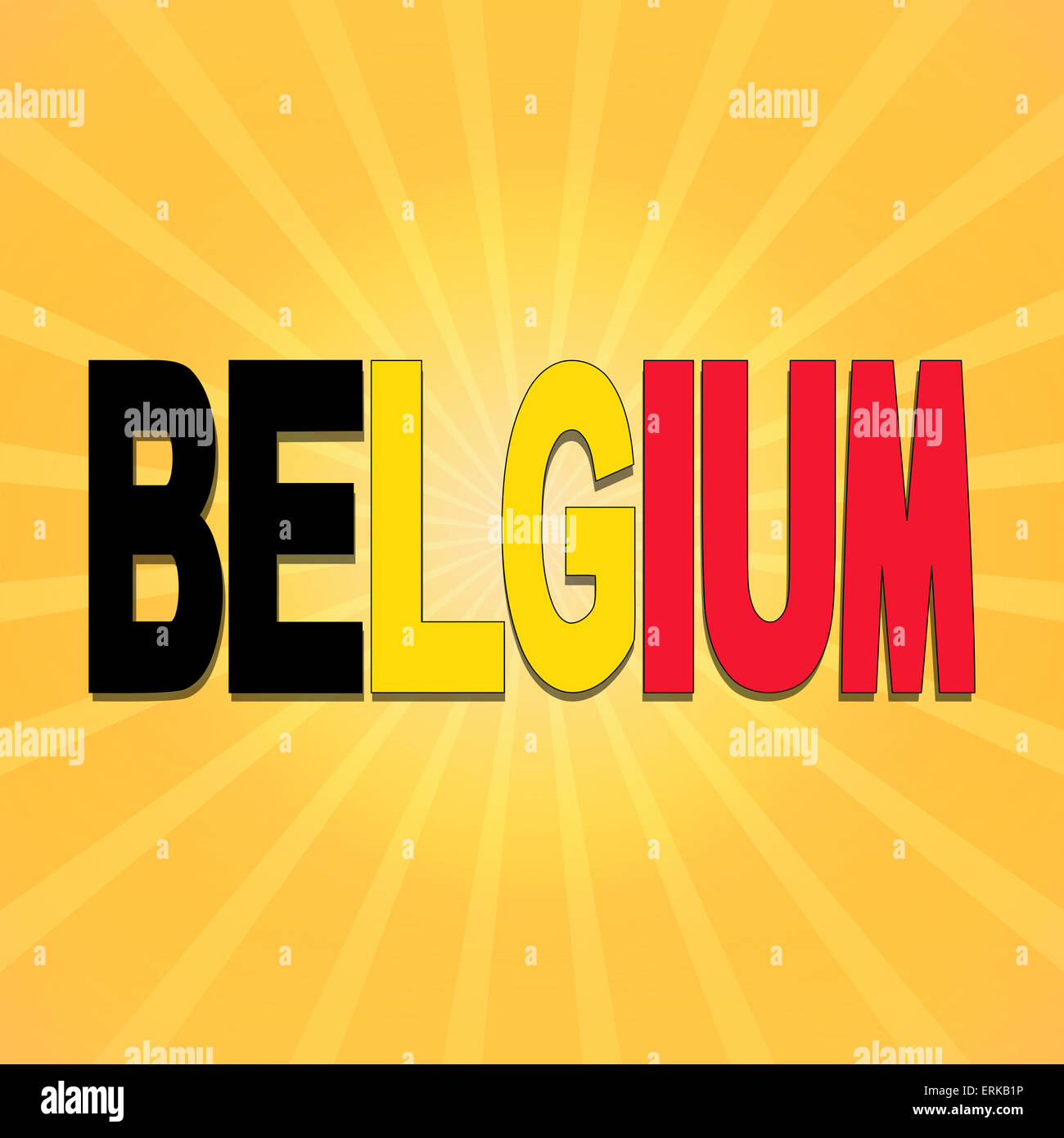 Belgium flag text with sunburst illustration Stock Photo - Alamy