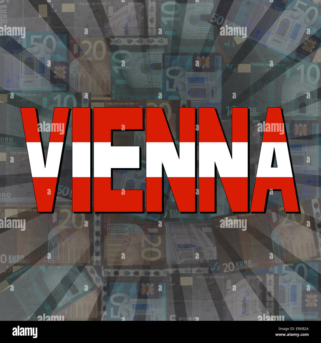 Vienna flag text on Euros sunburst illustration Stock Photo - Alamy