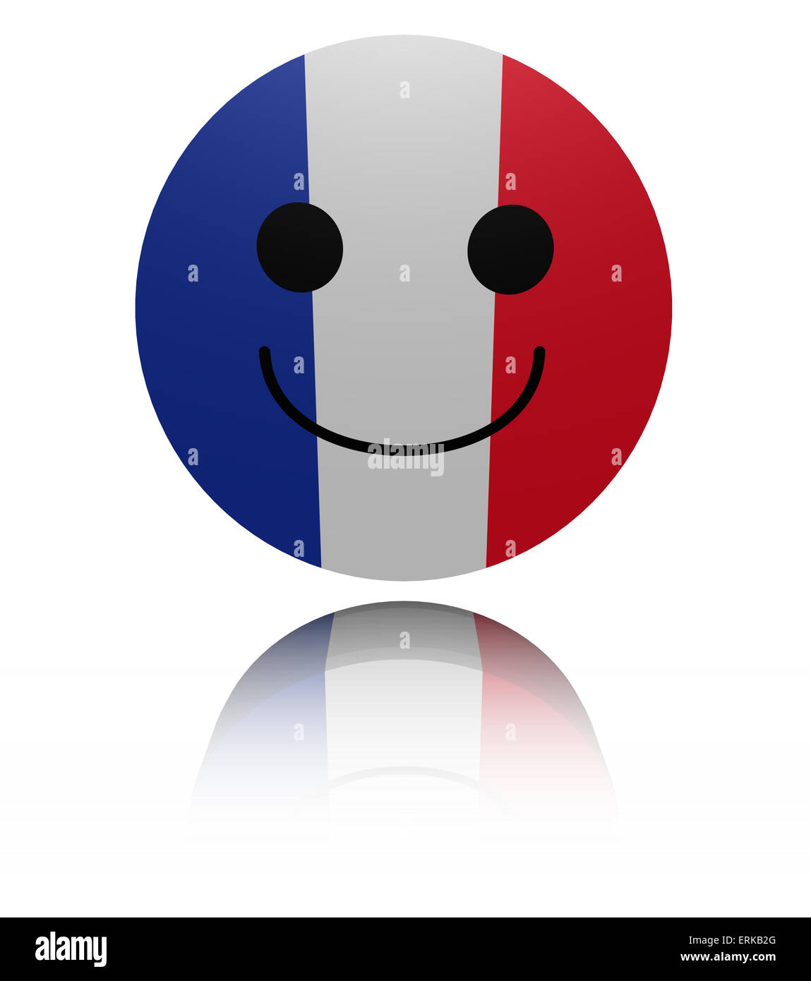 French flag happy icon with reflection illustration Stock Photo - Alamy