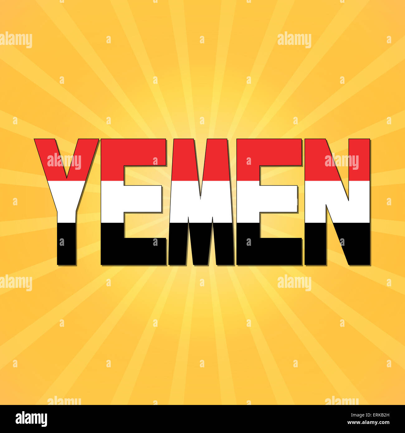 Yemen flag text with sunburst illustration Stock Photo - Alamy