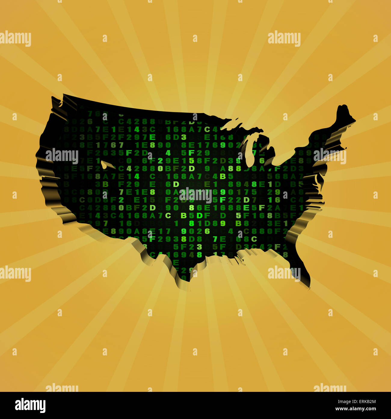 USA sunburst map with hex code illustration Stock Photo - Alamy