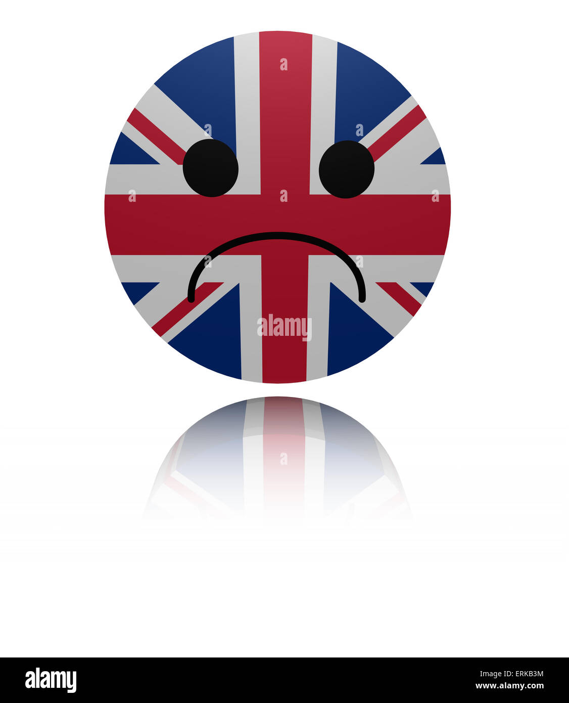 UK flag sad icon with reflection illustration Stock Photo - Alamy